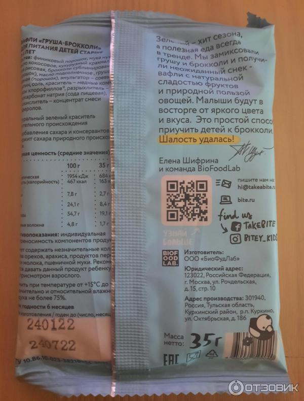 Отзыв о Вафли BioFoodLab Bitey | На любителя