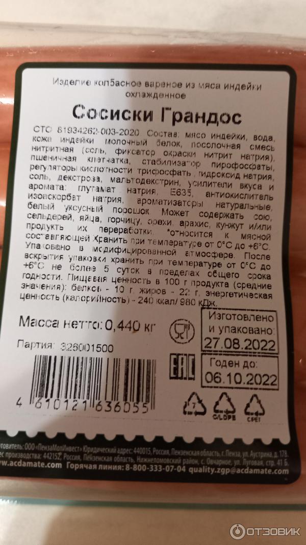 Отзыв о Сосиски Инди Лайт "Грандос" | Не самые лучшие, но иногда можно ...